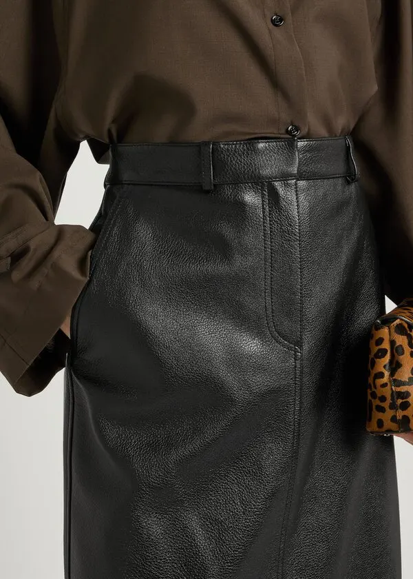TOTEME Grained Leather Midi Skirt