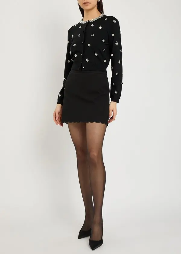 Alice + Olivia Dollie Embellished Stretch-wool Cardigan