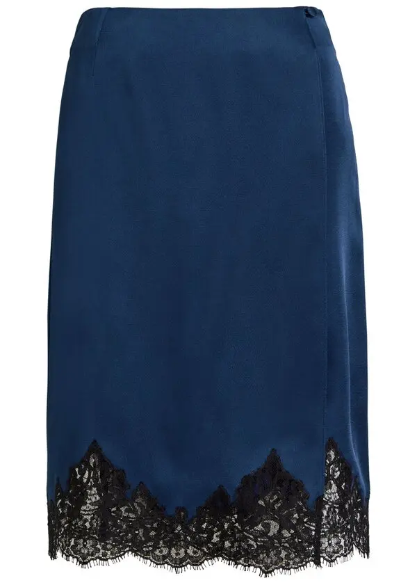 Stella McCartney Lace-trimmed Satin Wrap Skirt