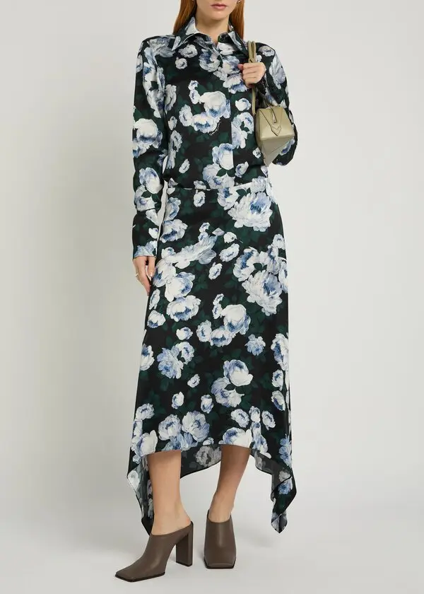 Stella McCartney Floral-print Satin Midi Skirt - Multicoloured 1