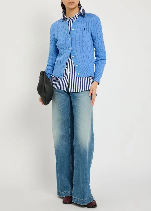 Polo Ralph Lauren Cable-knit Cotton Cardigan - Light Blue