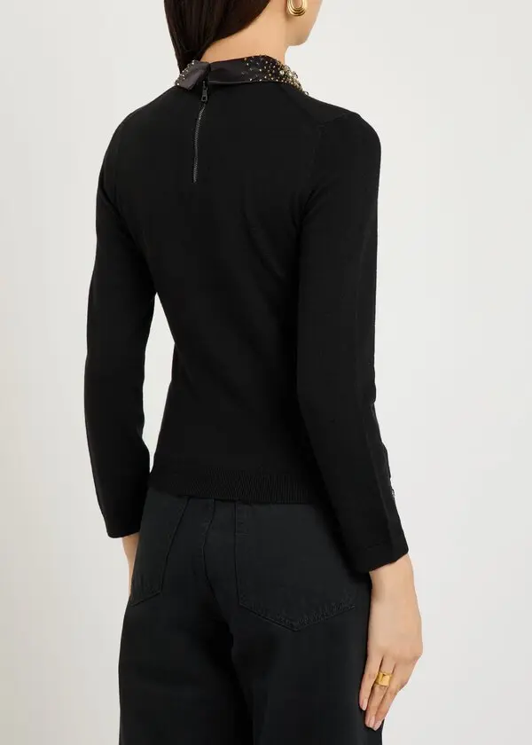 Alice + Olivia Embellished Stretch-wool Top