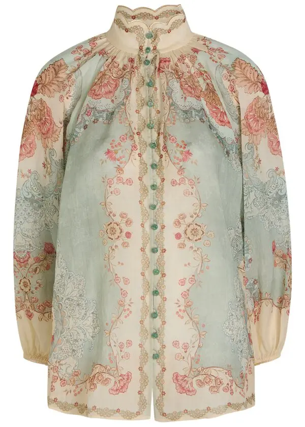 Zimmermann Daylight Printed Ramie Blouse - Multicoloured 1