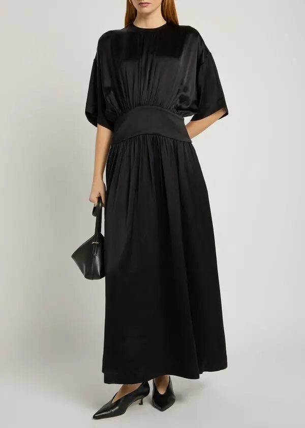TOTEME Draped Satin Maxi Dress