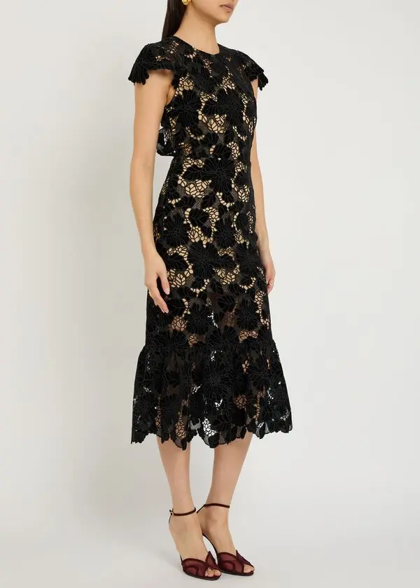 Clover Cutwork Lace Midi Dress