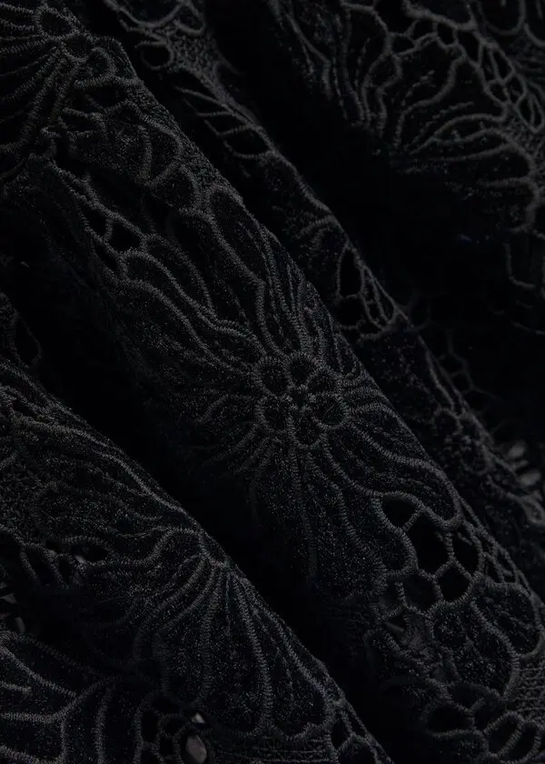Alice + Olivia Clover Cutwork Lace Midi Dress - Black