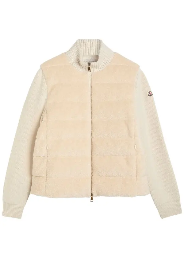 Moncler Quilted Wool And Teddy Cardigan