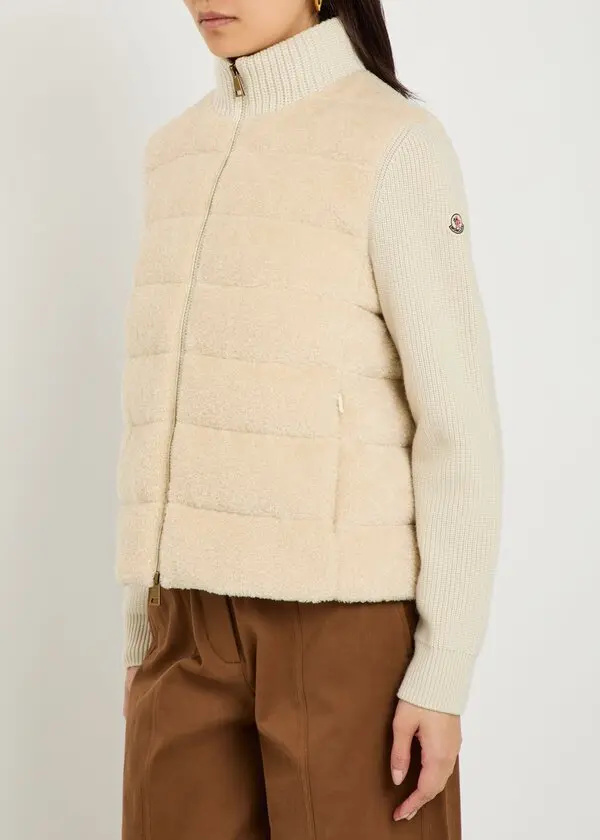 Moncler Quilted Wool And Teddy Cardigan