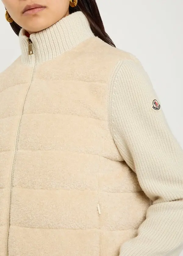 Moncler Quilted Wool And Teddy Cardigan