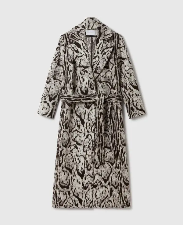Stella McCartney Cloud Leopard Jacquard Belted Trench Coat - Multicolor Gray