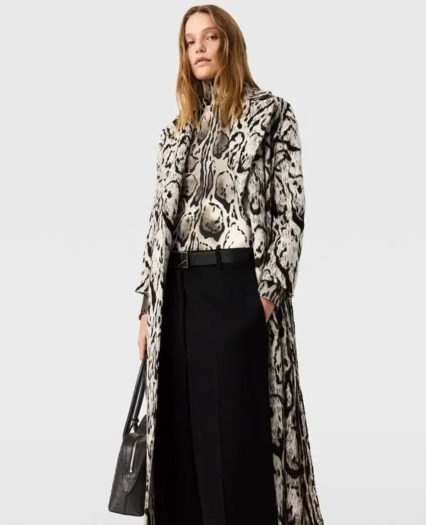 Stella McCartney Cloud Leopard Jacquard Belted Trench Coat - Multicolor Gray