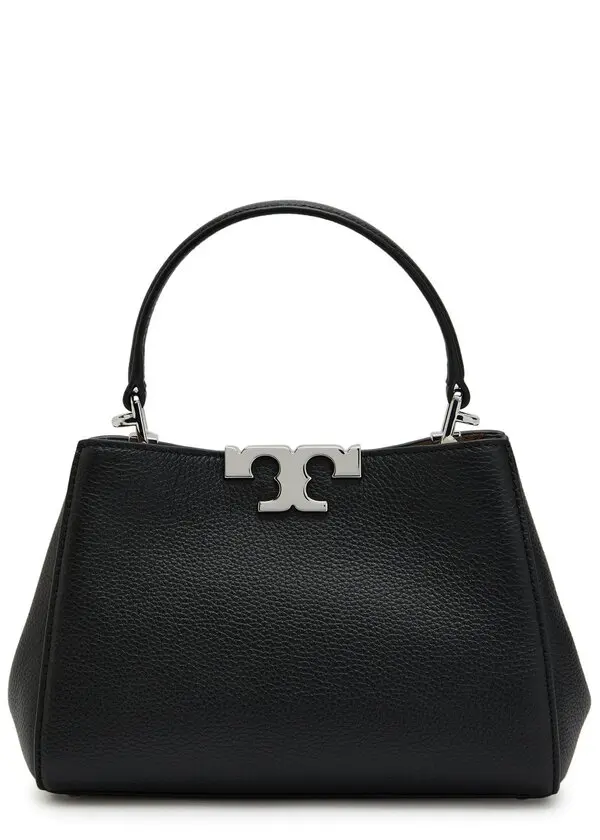 Tory Burch Eleanor Mini T-logo Grained Leather Top Handle Bag - Black