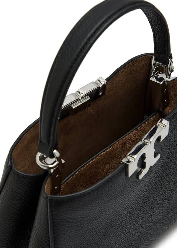 Tory Burch Eleanor Mini T-logo Grained Leather Top Handle Bag - Black