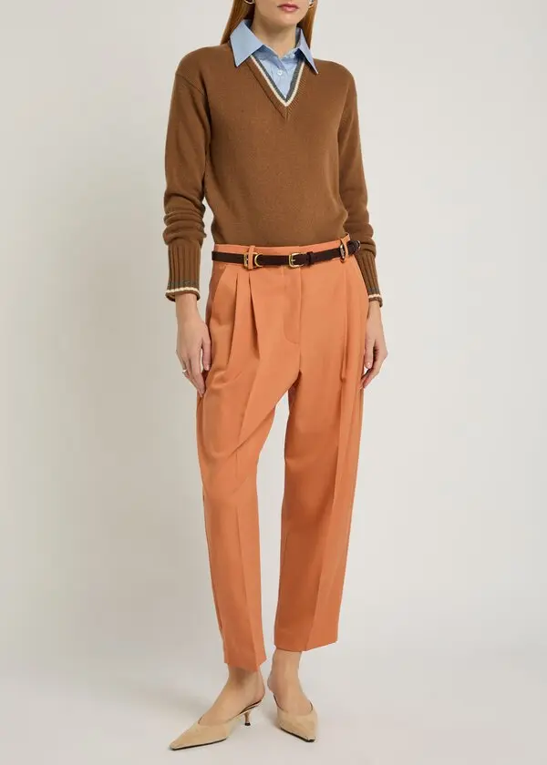 Stella McCartney Pleated Barrel-leg Wool Trousers