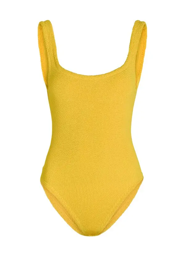 Hunza G Square-neck Crinkle One Piece Swimsuit - Yellow