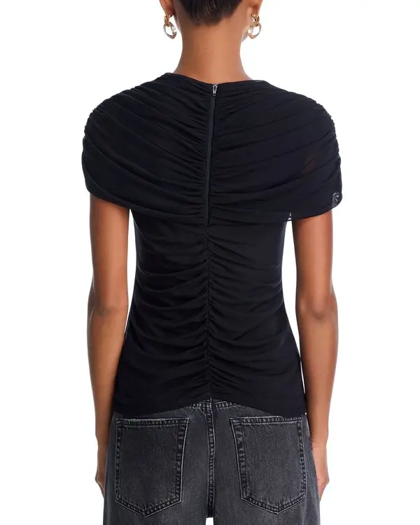WAYF Ruched Mesh Top