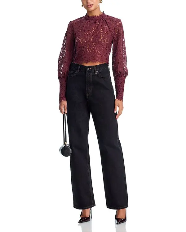 Bardot Georgia Lace Top - Deep Plum
