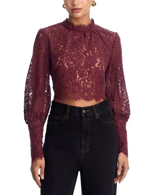 Bardot Georgia Lace Top - Deep Plum