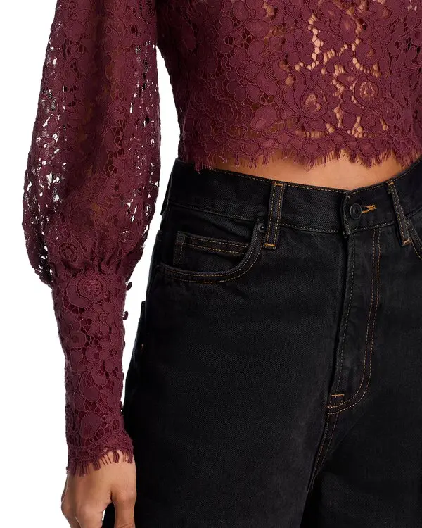 Bardot Georgia Lace Top - Deep Plum