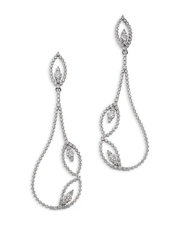 Roberto Coin 18k Byzantine Barocco Diamond Leaf Earrings - White Gold