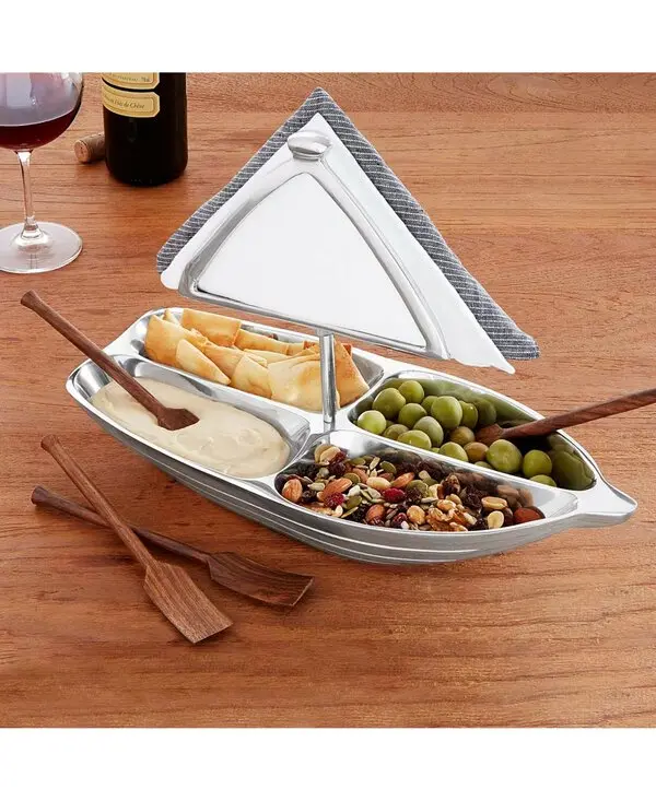 UNCOMMON GOODS Rowboat Serving Bowl With Napkin Holder