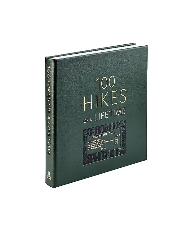GRAPHIC IMAGE 100 Hikes Of A Lifetime Leather Bound Book - Green