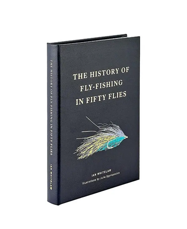 GRAPHIC IMAGE The History Of Fly Fishing In Fifty Flies Leather Bound Book - Navy