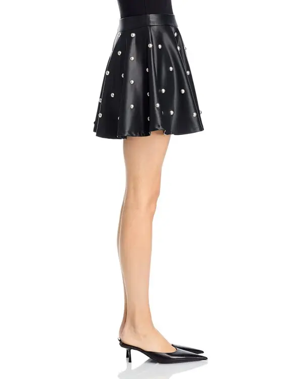 Aqua Faux Leather Studded Mini Skirt