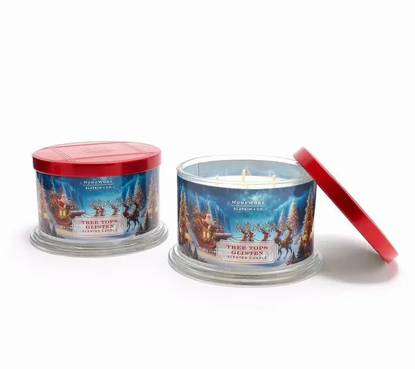 HOMEWORX BY SLATKIN + CO. As Is S/2 18oz Tree Glisten Candles - One-color