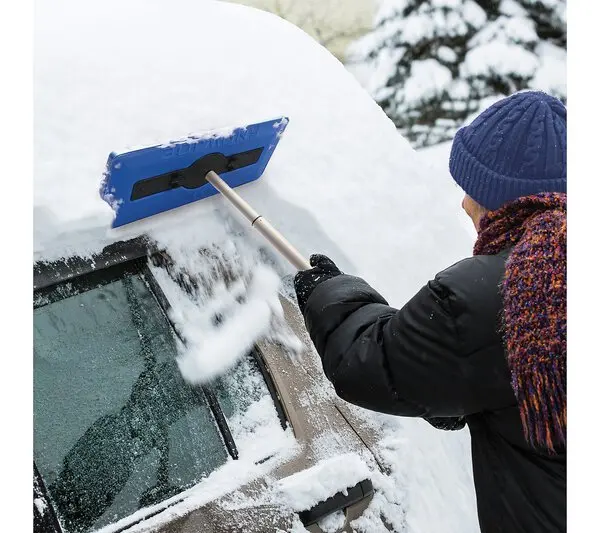 SUN JOE 2-in-1 Telescoping Snow Broom W/ Ice Scraper