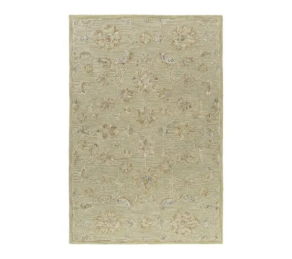 OX BAY TRADING CO. Ox Bay Teal Green/beige Floral Wool Indoor Rug, 7'9' X 9'9 - One-color