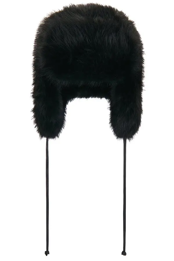 Perfect Moment Faux Fur Trapper Hat - Black