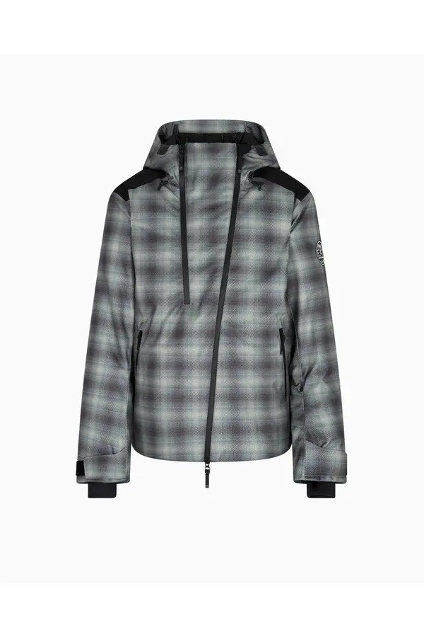 Emporio Armani Technical Ski Jacket With Check Motif And Stratum7 Padding