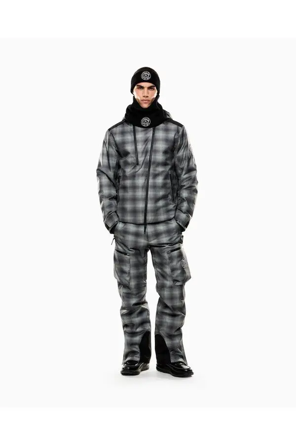 Emporio Armani Technical Ski Jacket With Check Motif And Stratum7 Padding