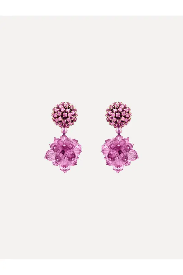 Oscar De La Renta Beaded Pompom Clip-on Earrings - Red