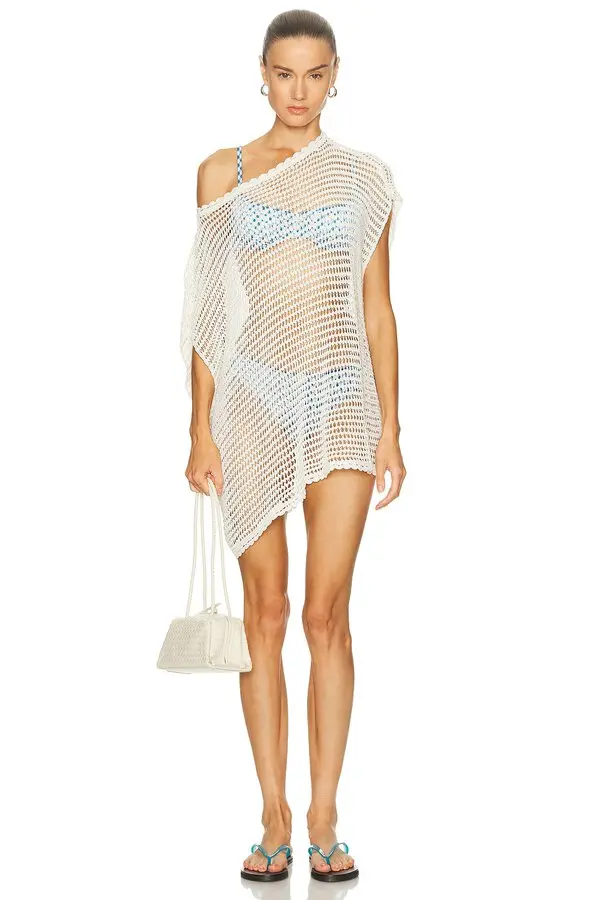 Staud Oriya Loose Knit Mini Dress - Ivory