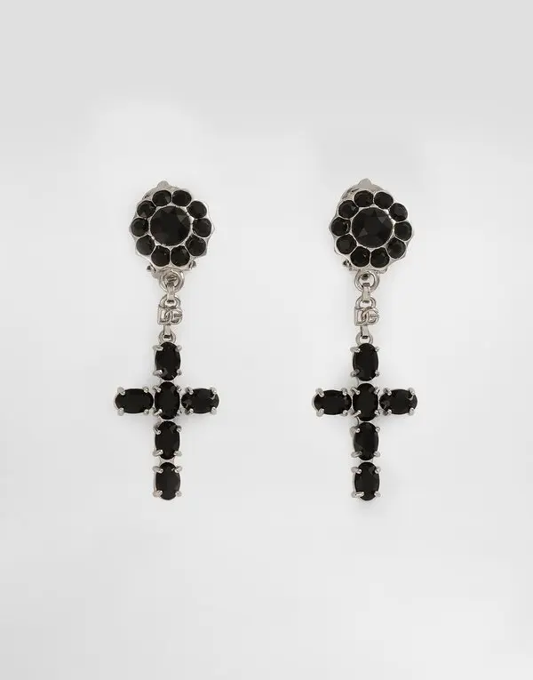 Dolce & Gabbana Drop Earrings With Crosses - Multicolor