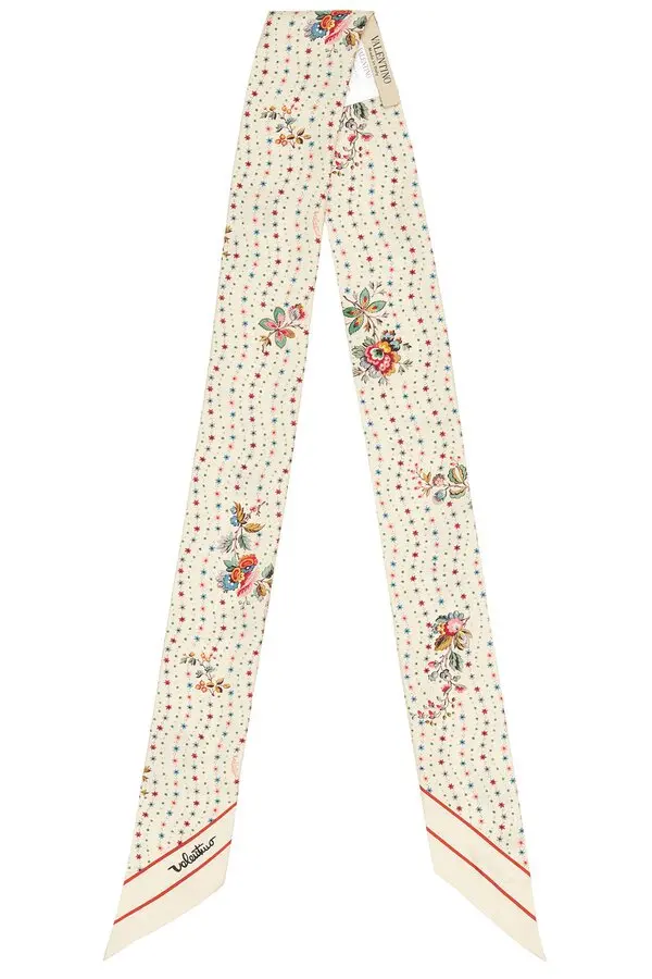 Valentino Garavani Floral Stelline E Fio Bandeau Scarf In Cream - Burro & Multicolor