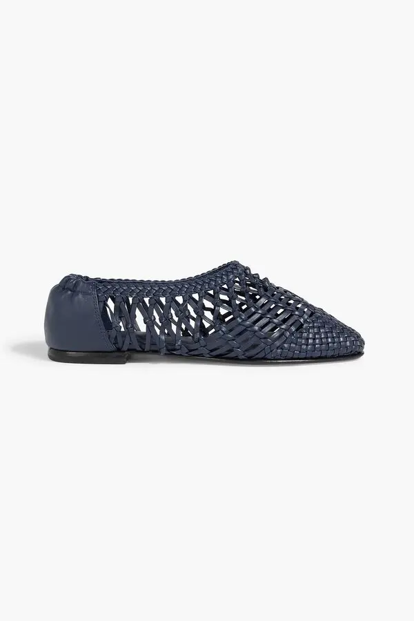 Simkhai Eden Woven Leather Ballet Flats - Midnight Blue