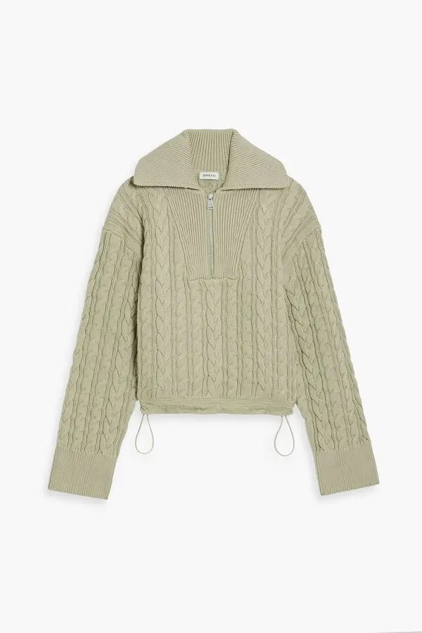 Simkhai Lourdes Cropped Cable-knit Half-zip Sweater