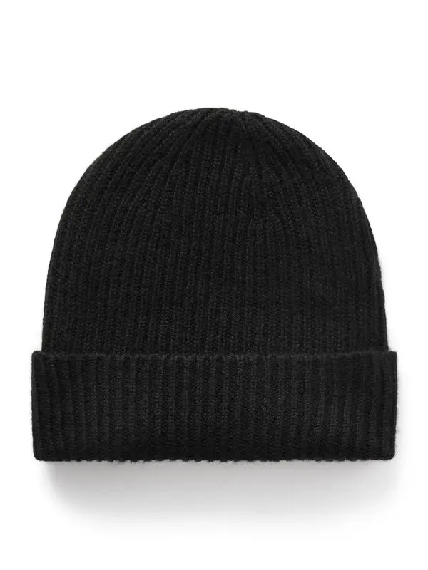 William Lockie Ribbed Cashmere Beanie - Black