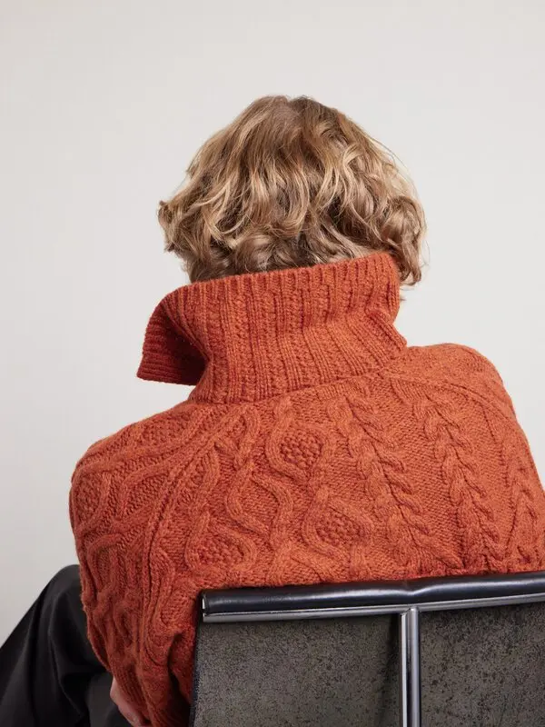BEAMS Alan Patchwork Cable Knit Wool Cardigan