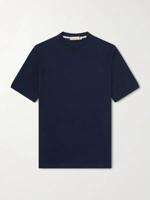 Canali Cotton-piqué T-shirt - Blue