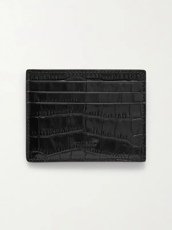 TOM FORD Croc-effect Leather Cardholder - Black