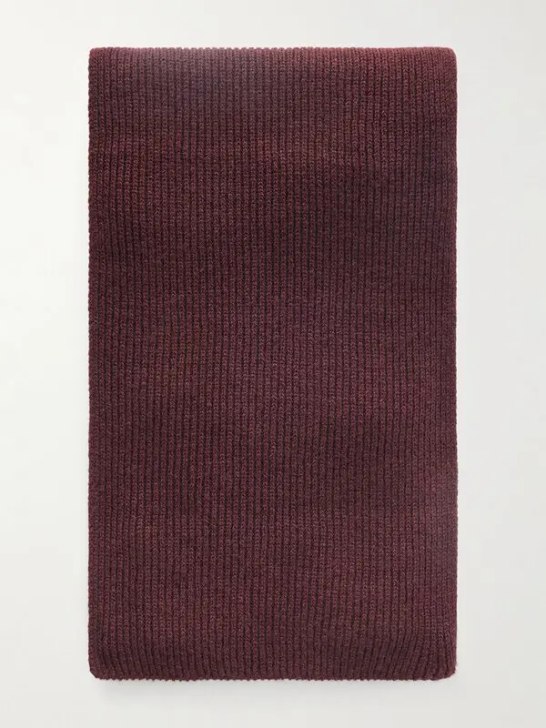 William Lockie Ribbed Cashmere Scarf - Burgundy