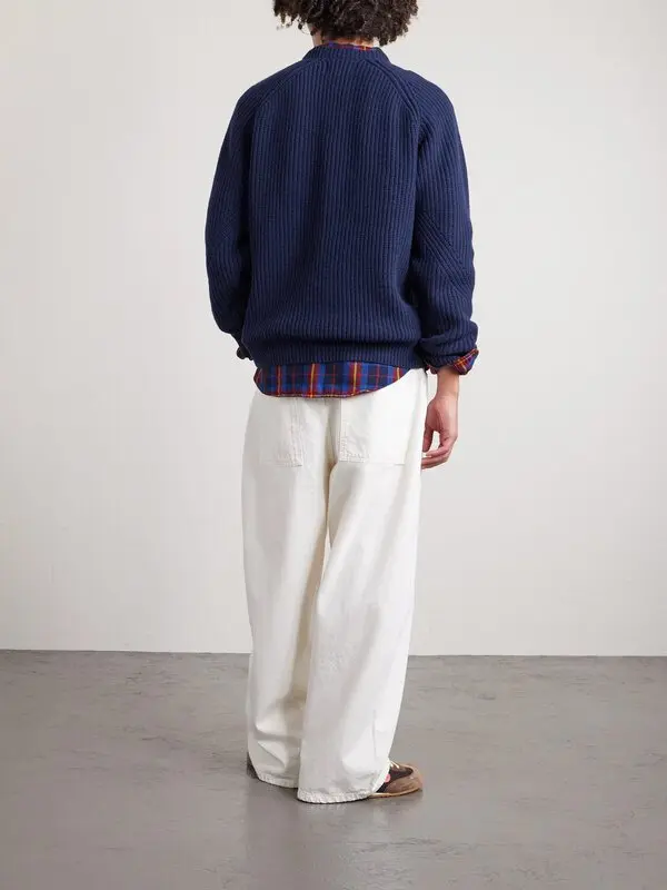 Folk Direction Ribbed Wool-blend Sweater - Blue