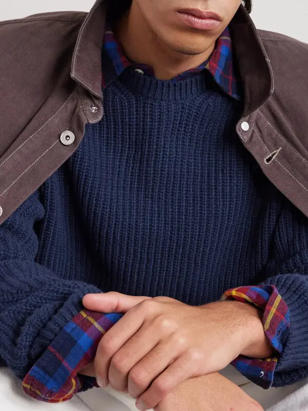 Folk Direction Ribbed Wool-blend Sweater - Blue