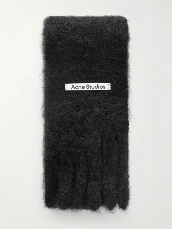Acne Studios Kinna Skinny Fringed Mohair And Wool-blend Scarf - Black