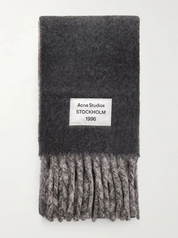 Acne Studios Volly Heavy Fringed Alpaca-blend Scarf - Gray