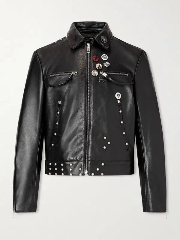 Enfants Riches Déprimés Studded Embellished Leather Jacket - Black